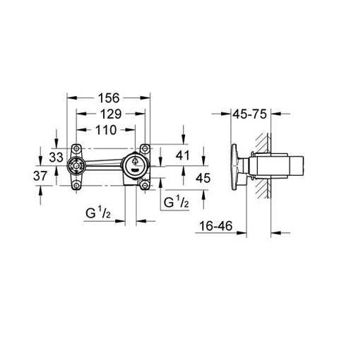 GROHE Concealed Body for 2-Hole Single-Lever Basin Mixer – Grohe Online